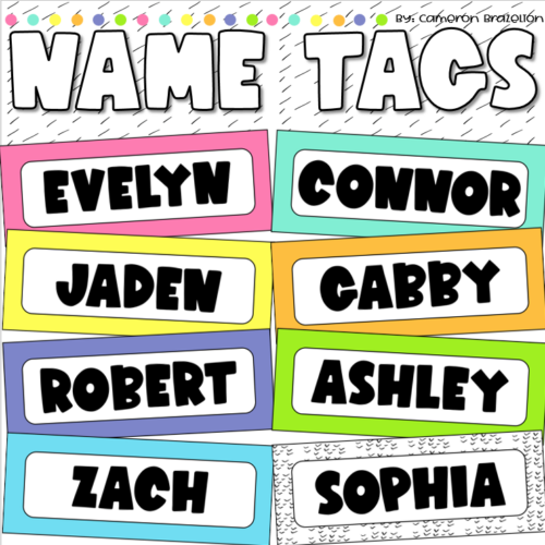 Name Tags Plates Desk Labels Colorful Rainbow Bright Theme EDITABLE ...