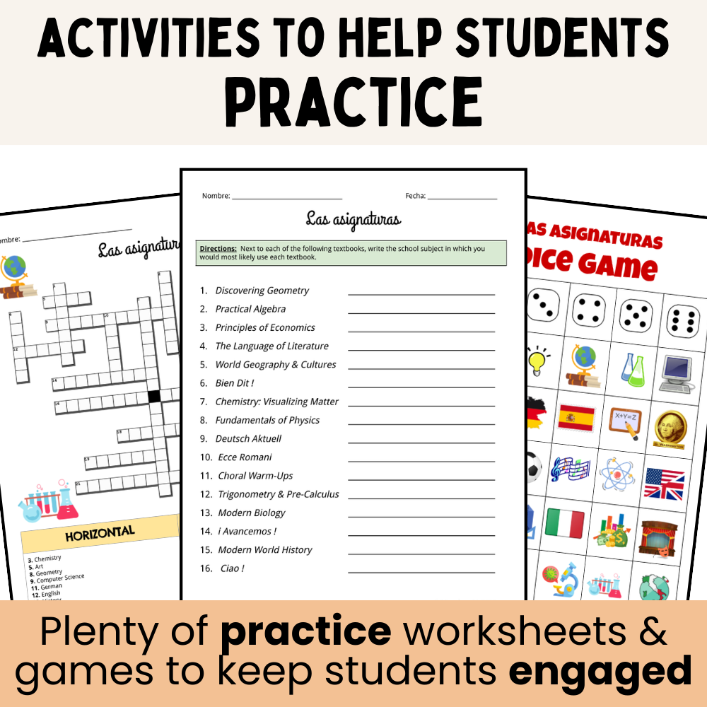 En la escuela- Spanish School Unit - Las asignaturas / materias School ...