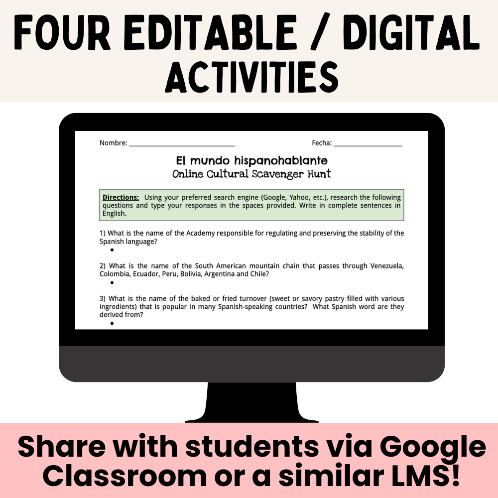 Spanish Sub Plans - Substitute Activities for Spanish Class, Emergency ...