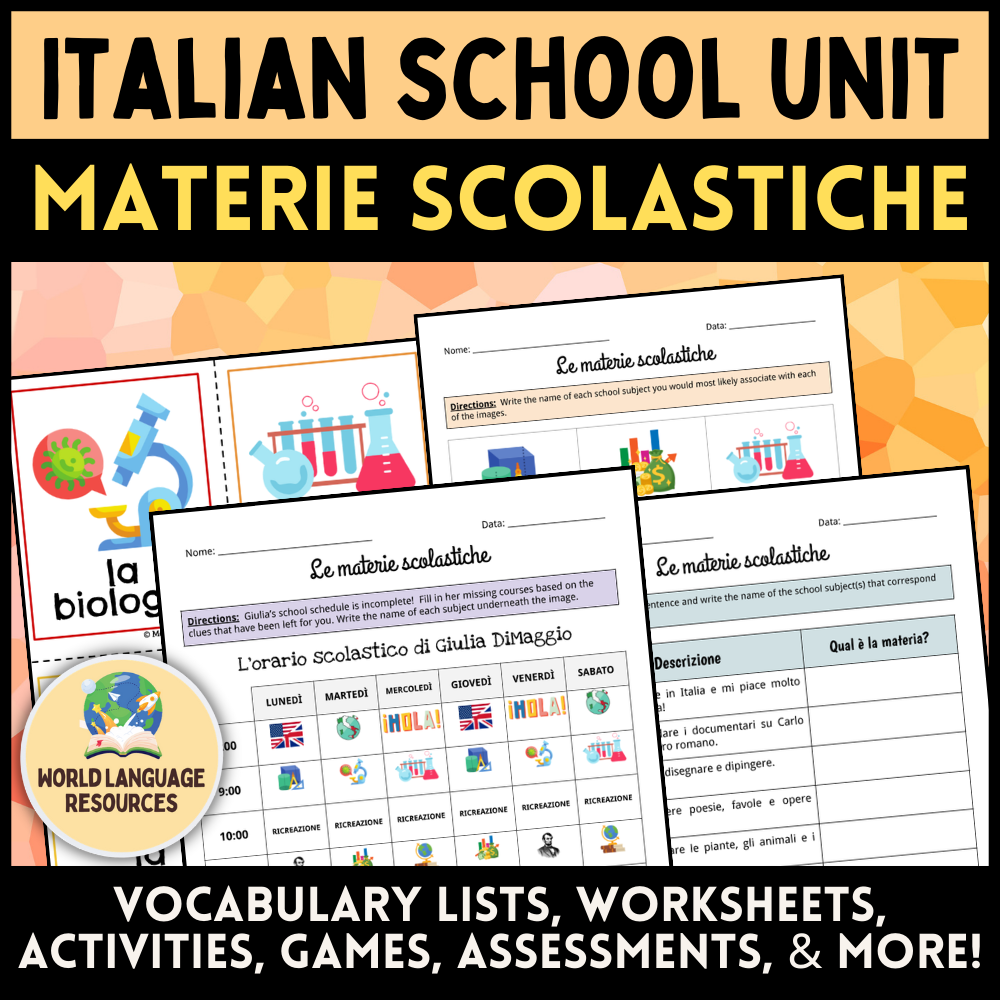 Italian School Subjects