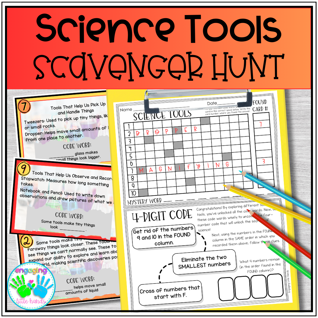 Science Tools Scavenger Hunt Reading Comprehension Activity - Classful