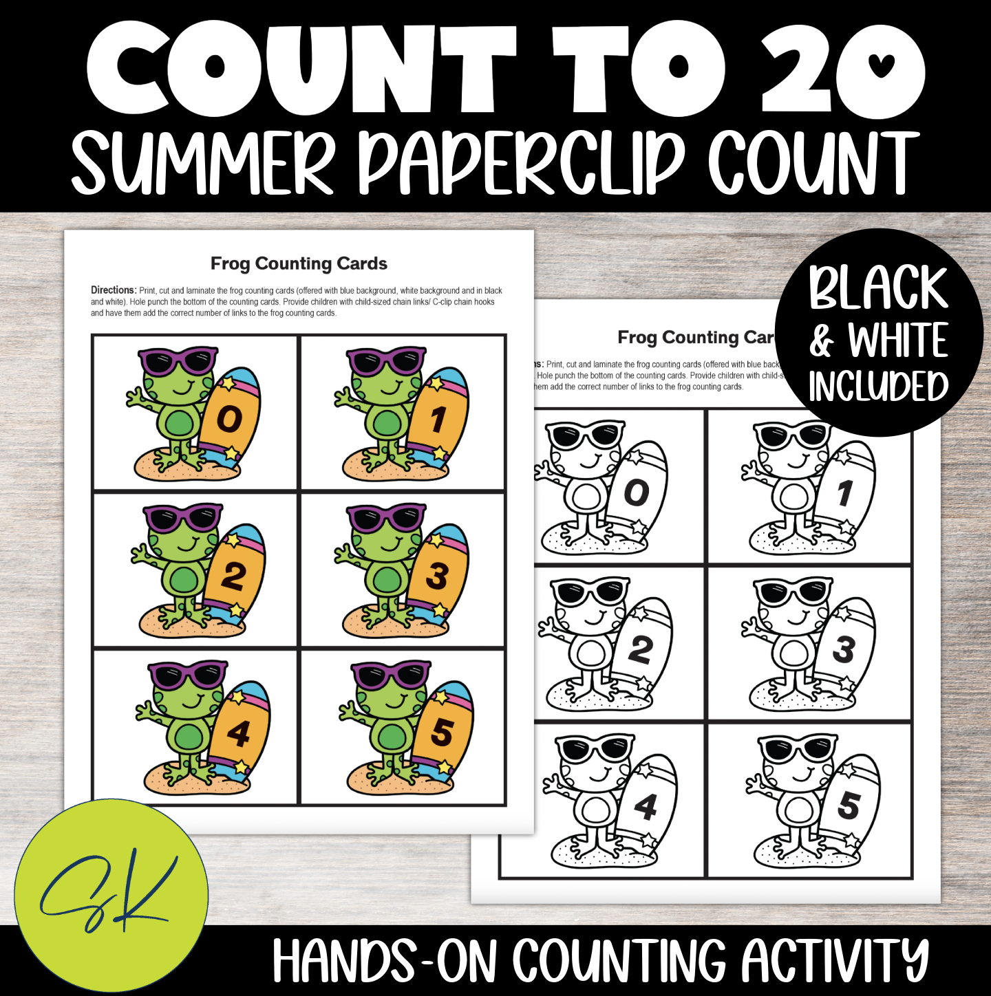 Summer Frogs Count to 20 | Read and Clip Counting to 20 Task Cards ...
