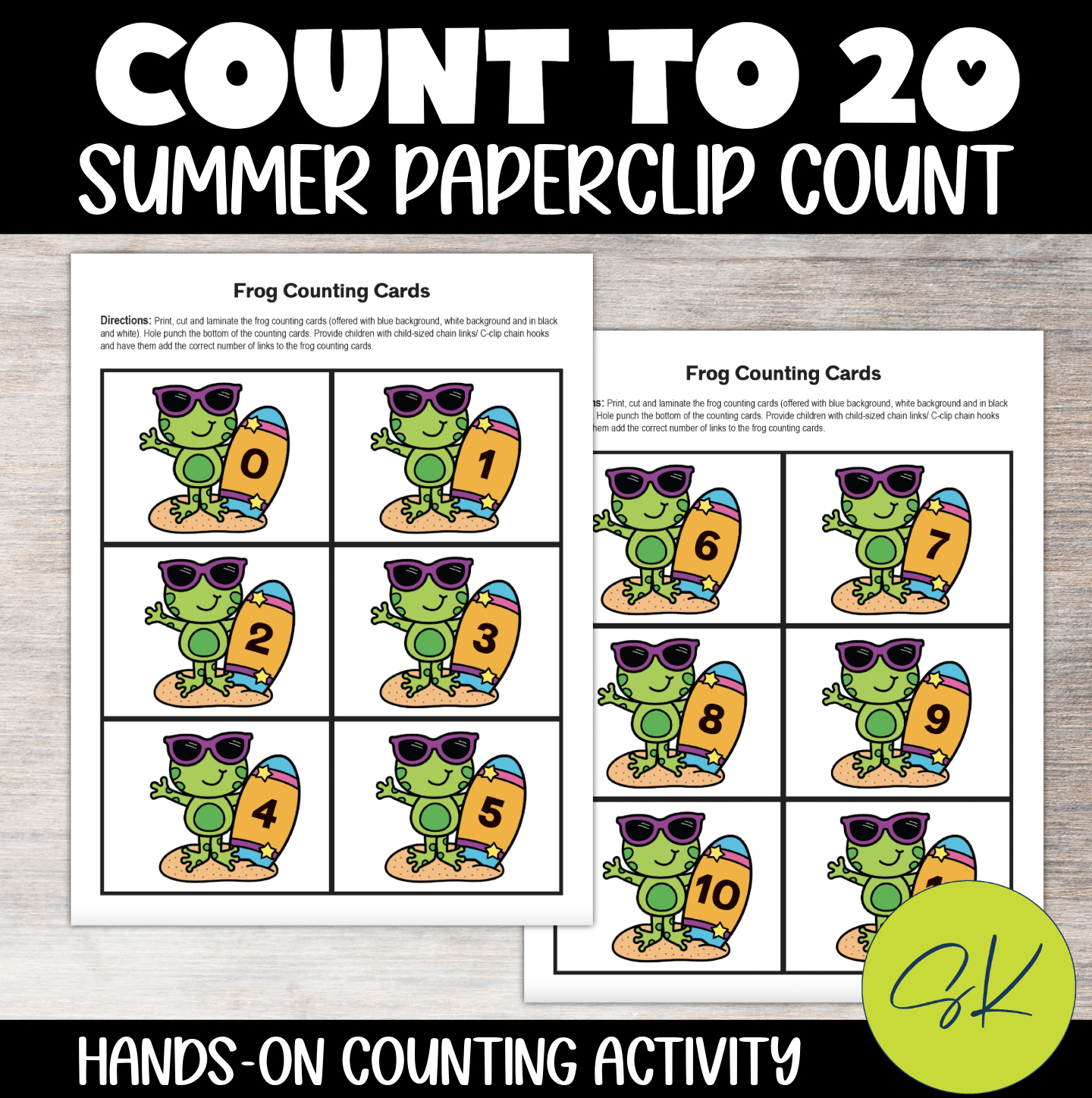 Summer Frogs Count to 20 | Read and Clip Counting to 20 Task Cards ...
