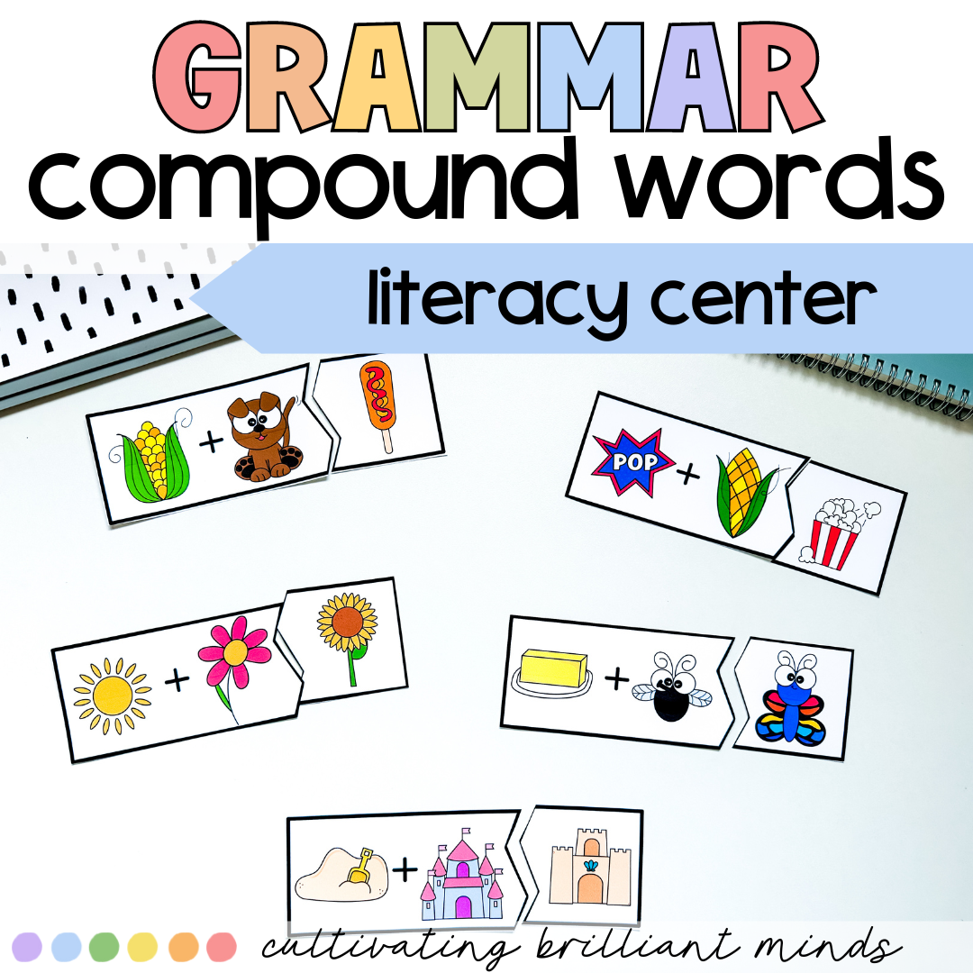 Grammar Compound Words Literacy Center | Kindergarten, First Grade ...