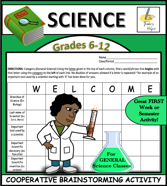SCIENCE (General)- A 'Welcome to Class' Cooperative Brainstorming ...
