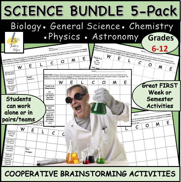 SCIENCE- 5-Pack Welcome BUNDLE (Science, Biology, Chemistry, Physics ...