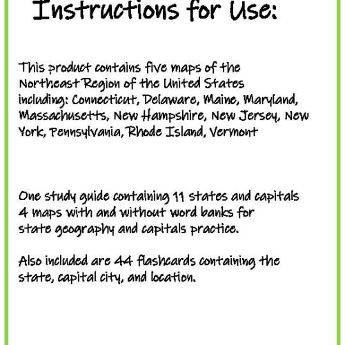 Northeast Region States and Capitals Maps, Study Guide, and Flashcards ...