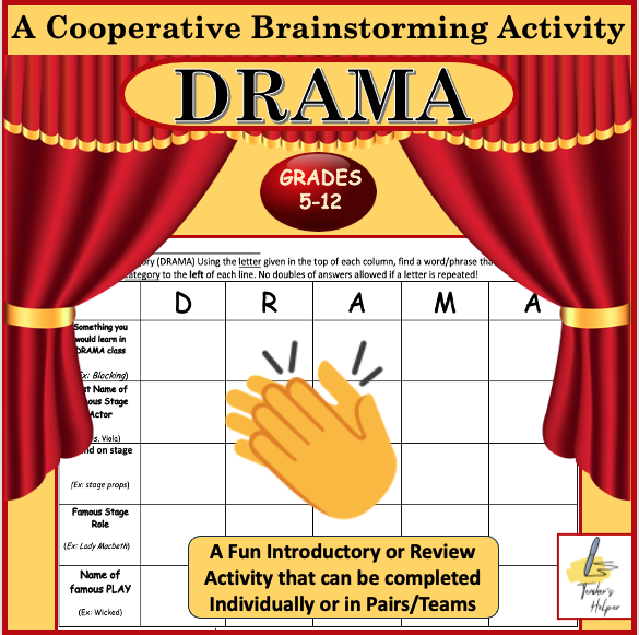 DRAMA/THEATER- A Fun Cooperative Brainstorming Activity (Grades 5-12 ...
