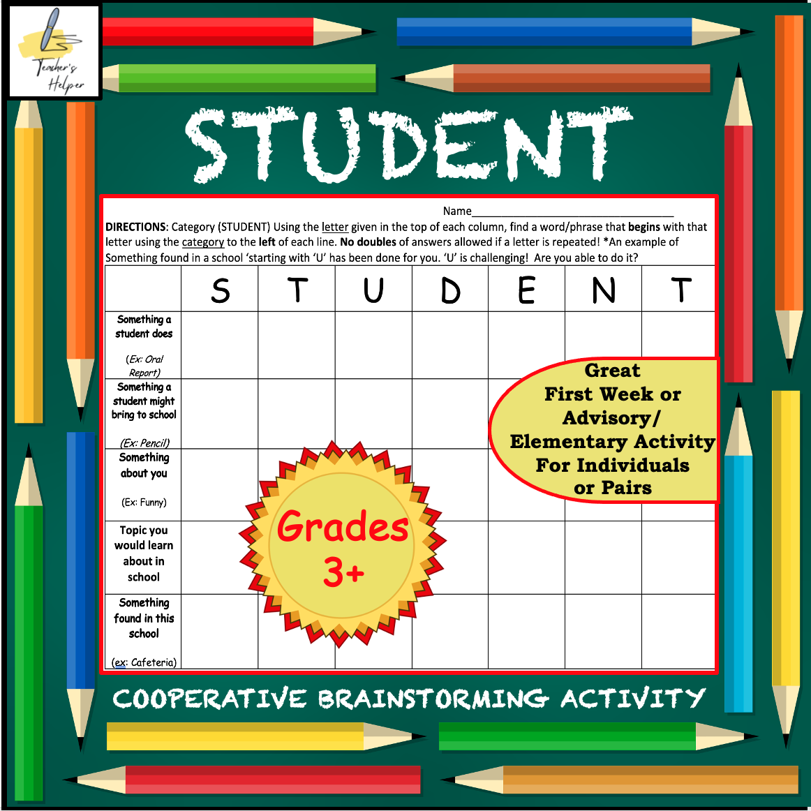 STUDENT- A Cooperative Brainstorming Activity for Advisory/Homeroom ...