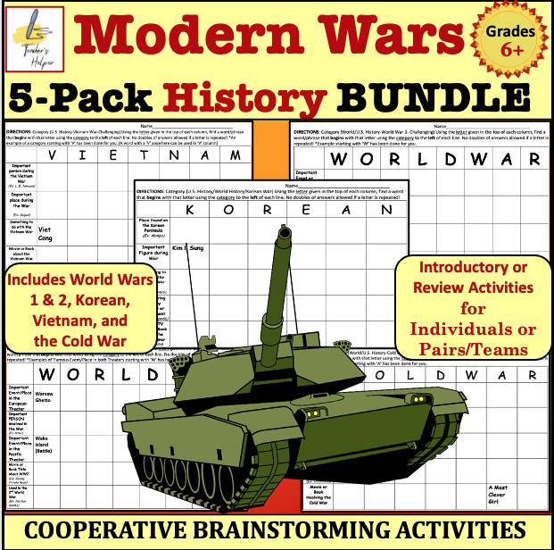 MODERN WARS BUNDLE- A U.S. & World History 5-Pack of Cooperative ...