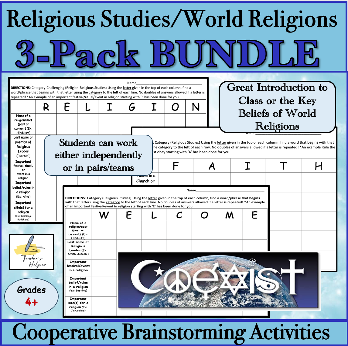 Religious Studies/World Religions- BUNDLE of 3 Cooperative ...