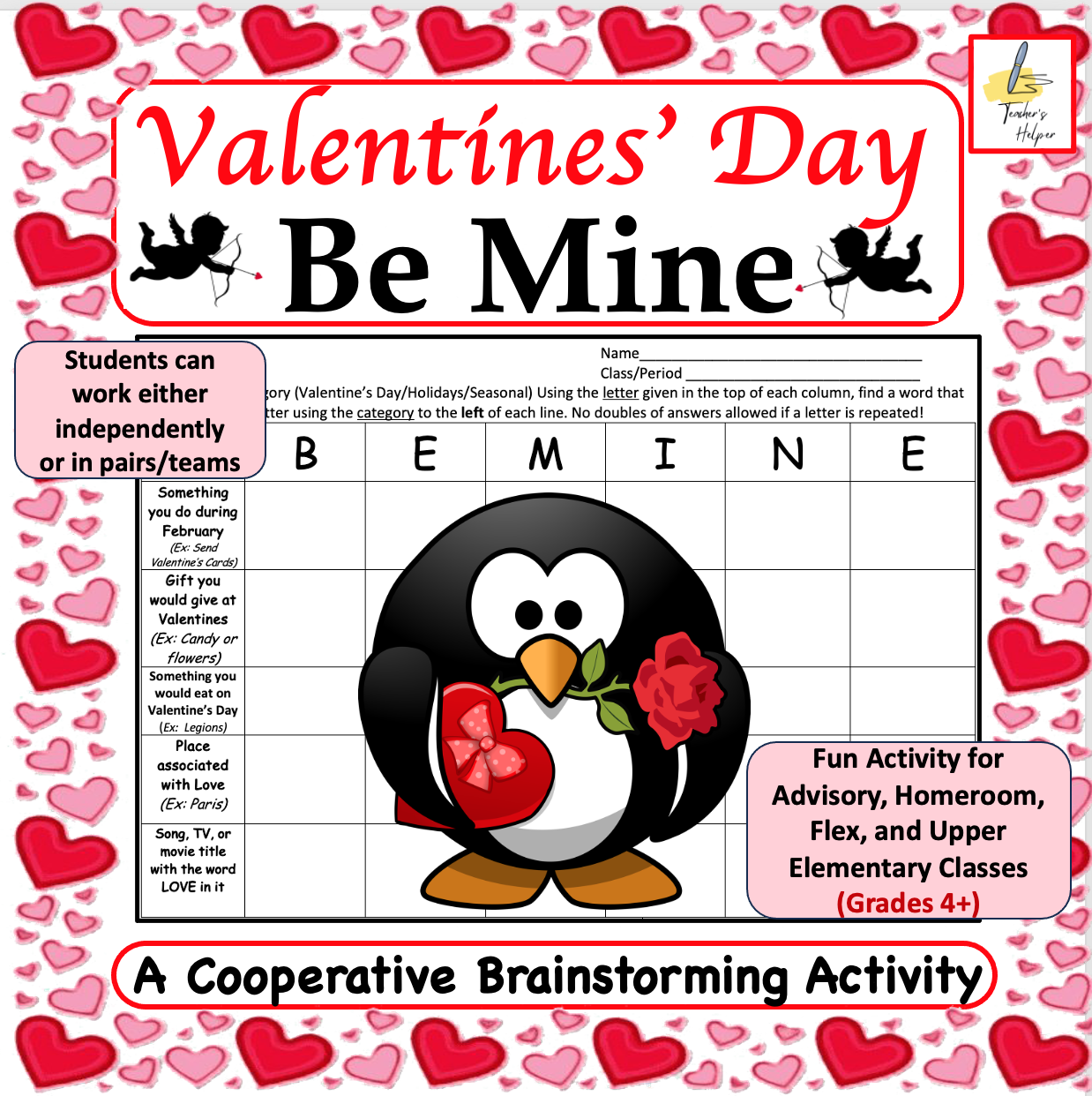 BE MINE- A Fun Valentine's Day Cooperative Brainstorming Activity ...