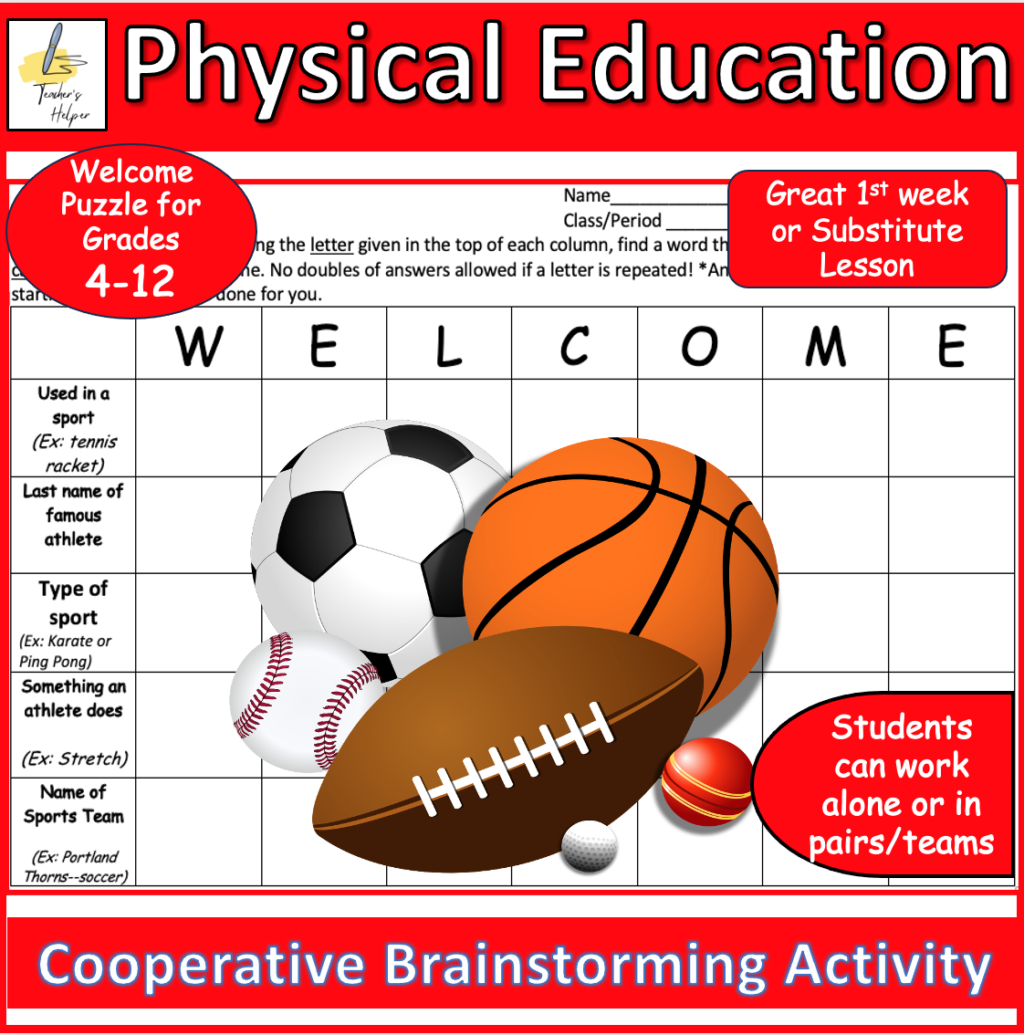 PHYSICAL EDUCATION- A 'Welcome to Class' Cooperative Brainstorming ...