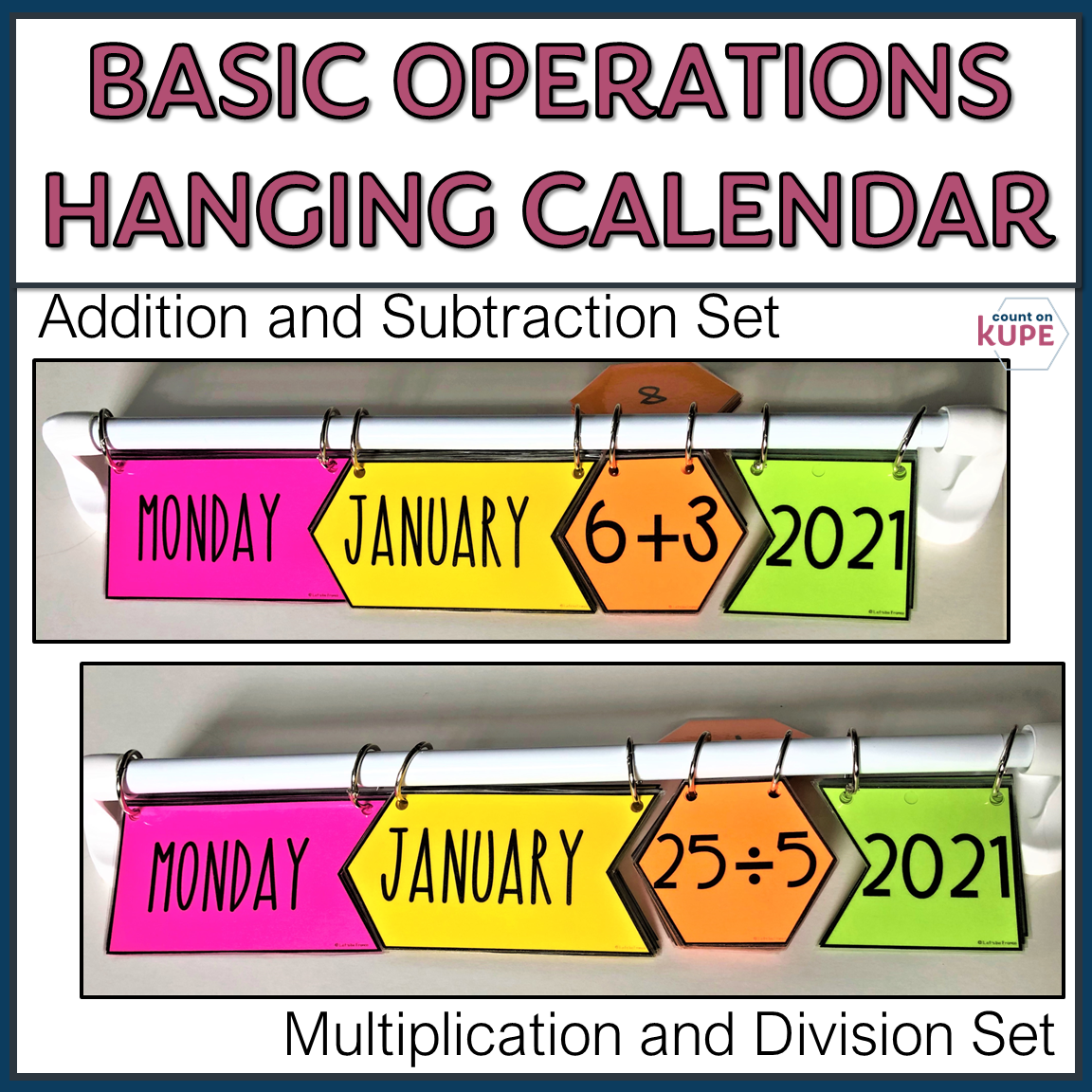 Basic Operations Math Hanging Classroom Calendar - Classful