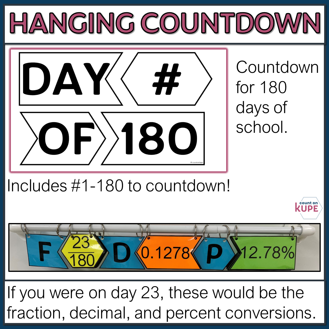 Editable Hanging Countdown with Fraction, Decimal, Percent Conversion ...