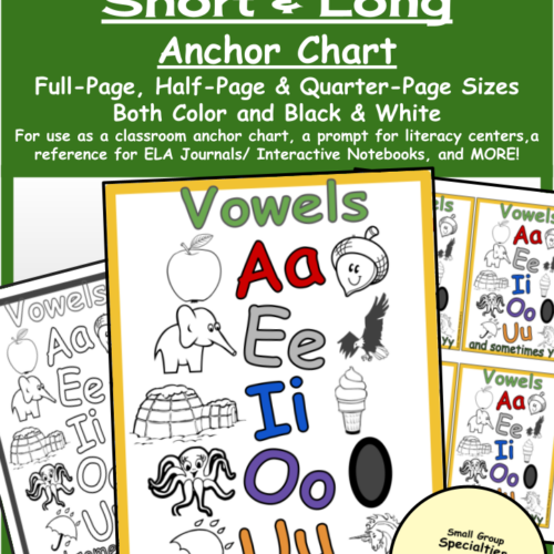 Phonics Anchor Chart - Vowels - Long and Short Sounds - Classful