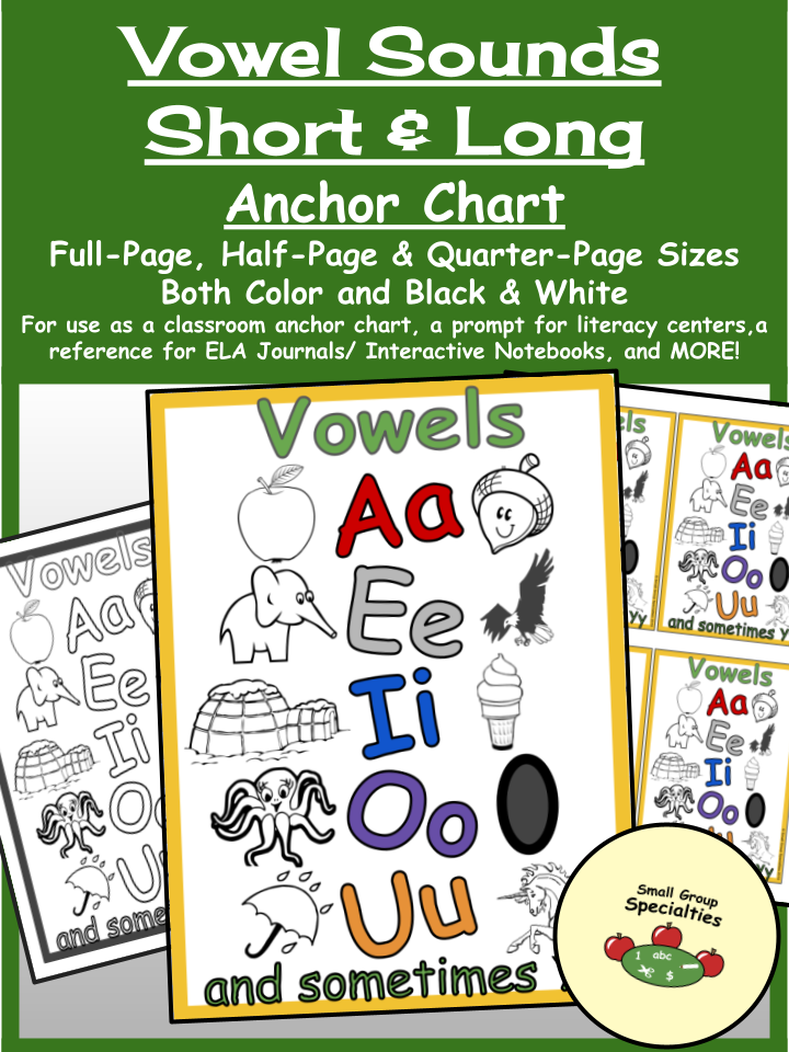 Phonics Anchor Chart - Vowels - Long and Short Sounds - Classful