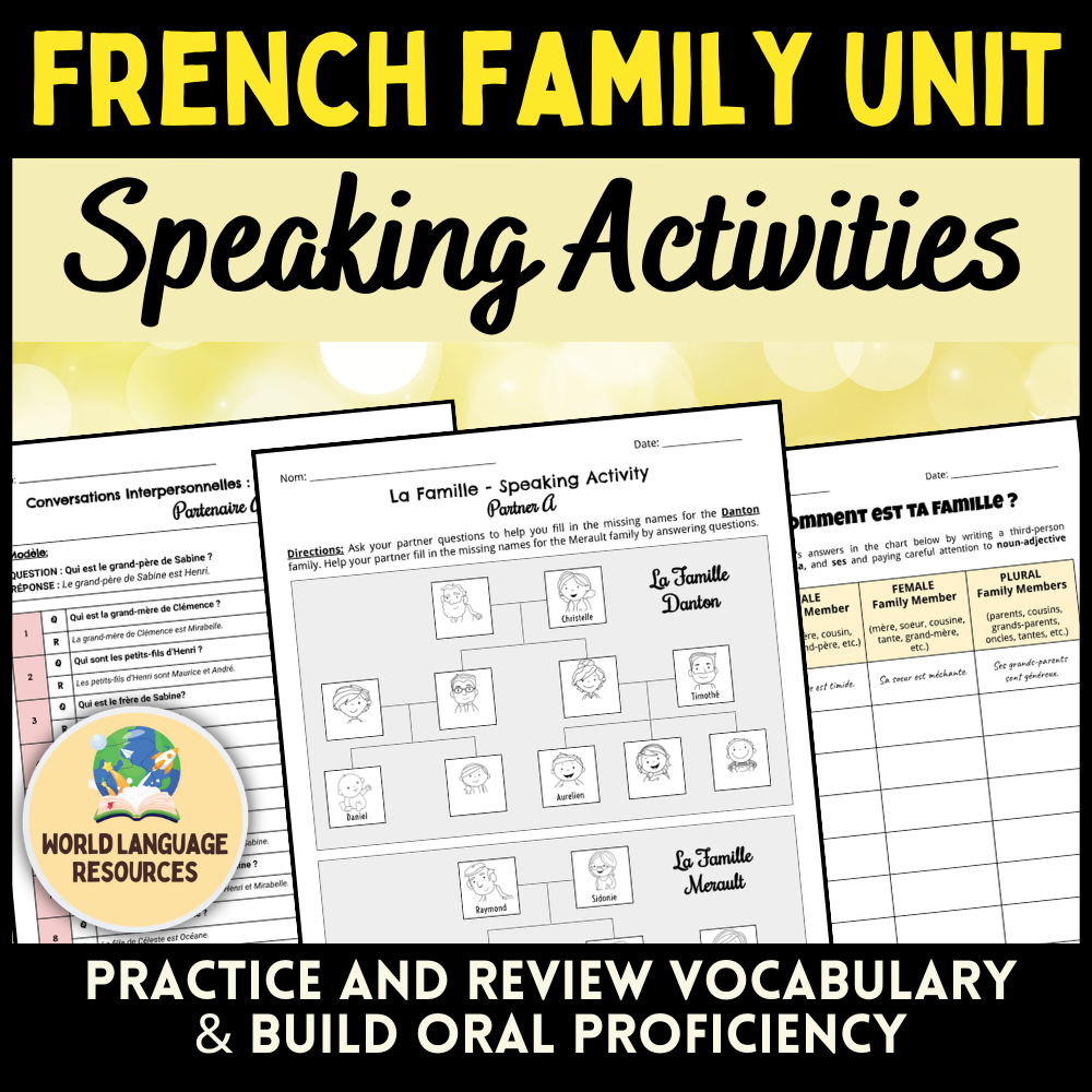 French Family Unit- Speaking Activities & Assessments - La famille ...