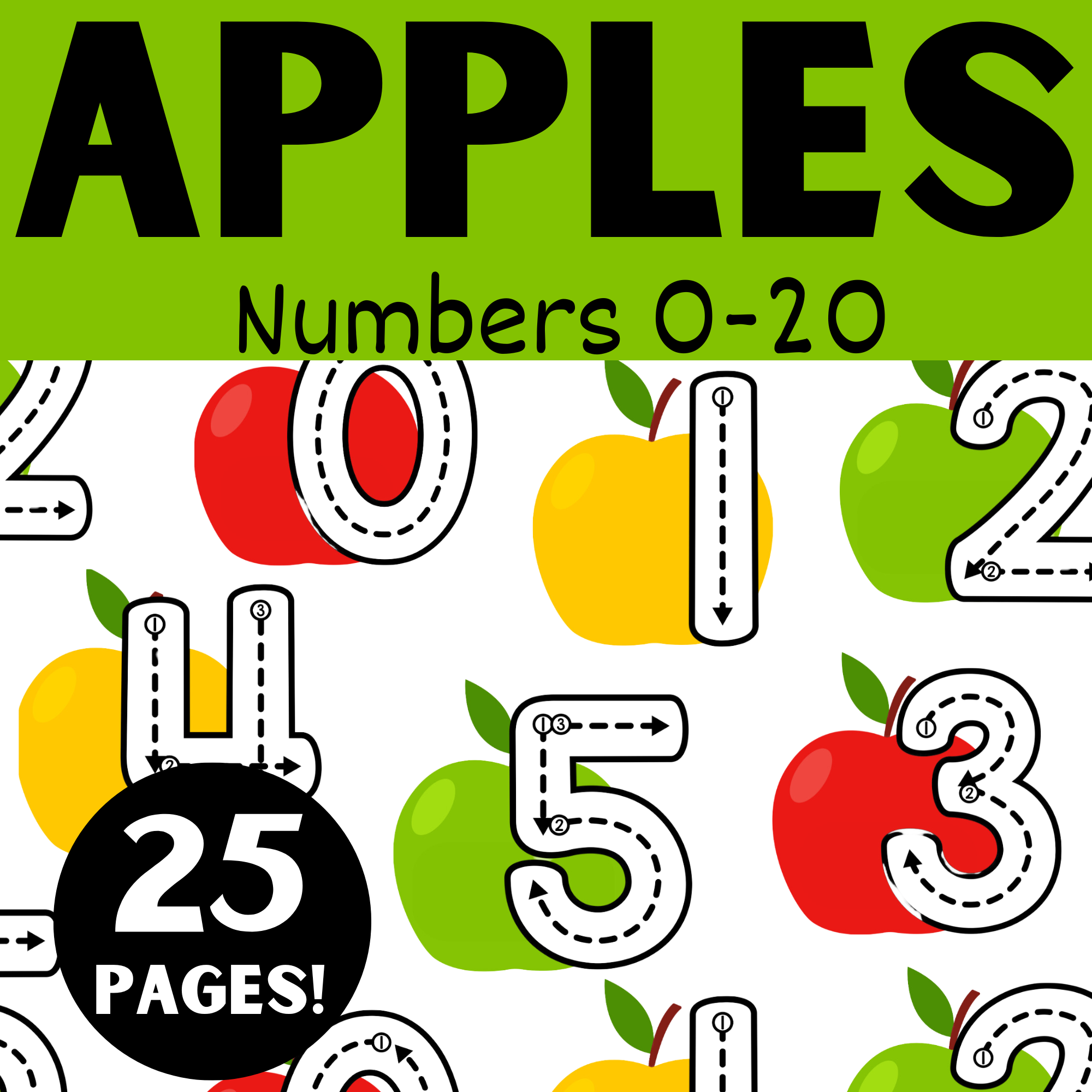 Apple Number Tracing Cards 0-20 - Classful
