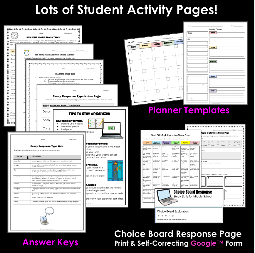 Study Skills-Middle School-Nine Week Curriculum - Classful