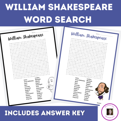 William Shakespeare Word Search - Classful
