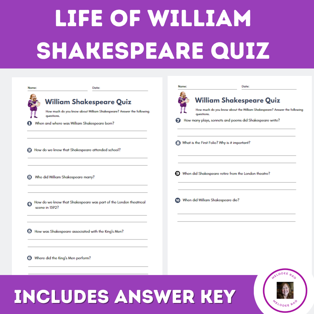 William Shakespeare Worksheet