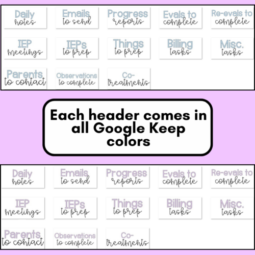 FREE Google Keep Headers | PT, OT, SLP - Classful