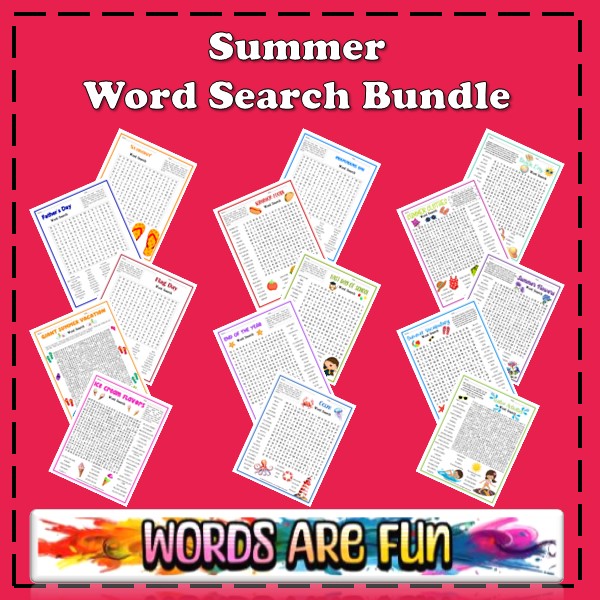 SUMMER Word Search Fun Pack Bundle - Classful