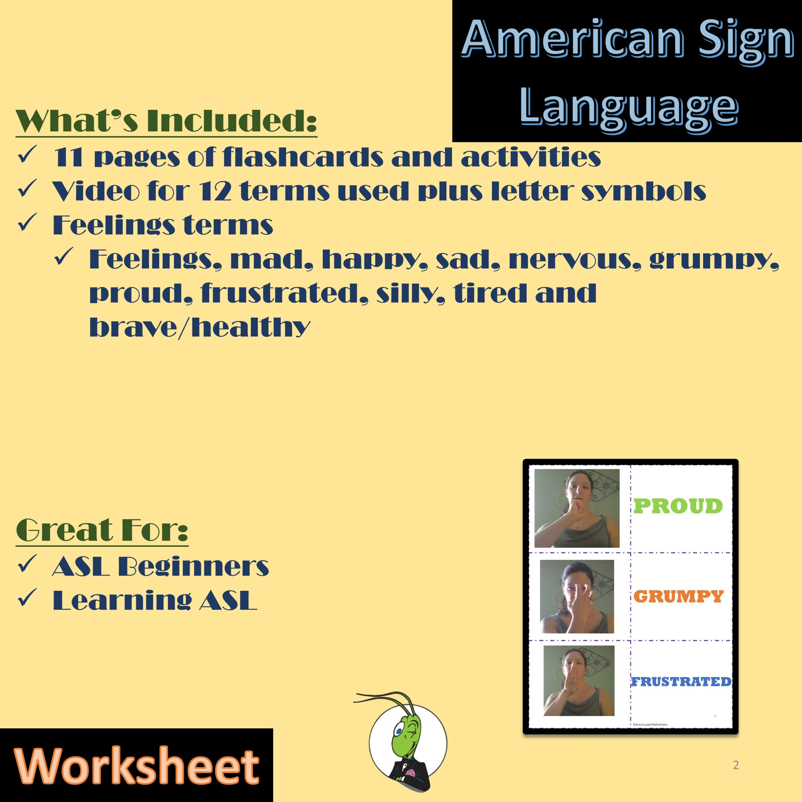 Feelings Speech and Language Sign Language Activities (ASL) - Classful