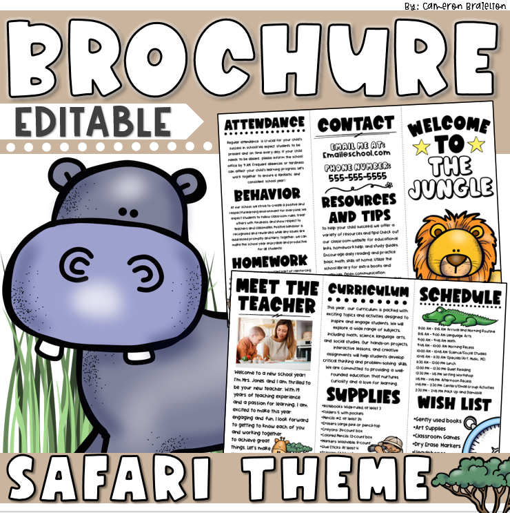 Back to School Meet the Teacher Open House Jungle Safari Brochure ...