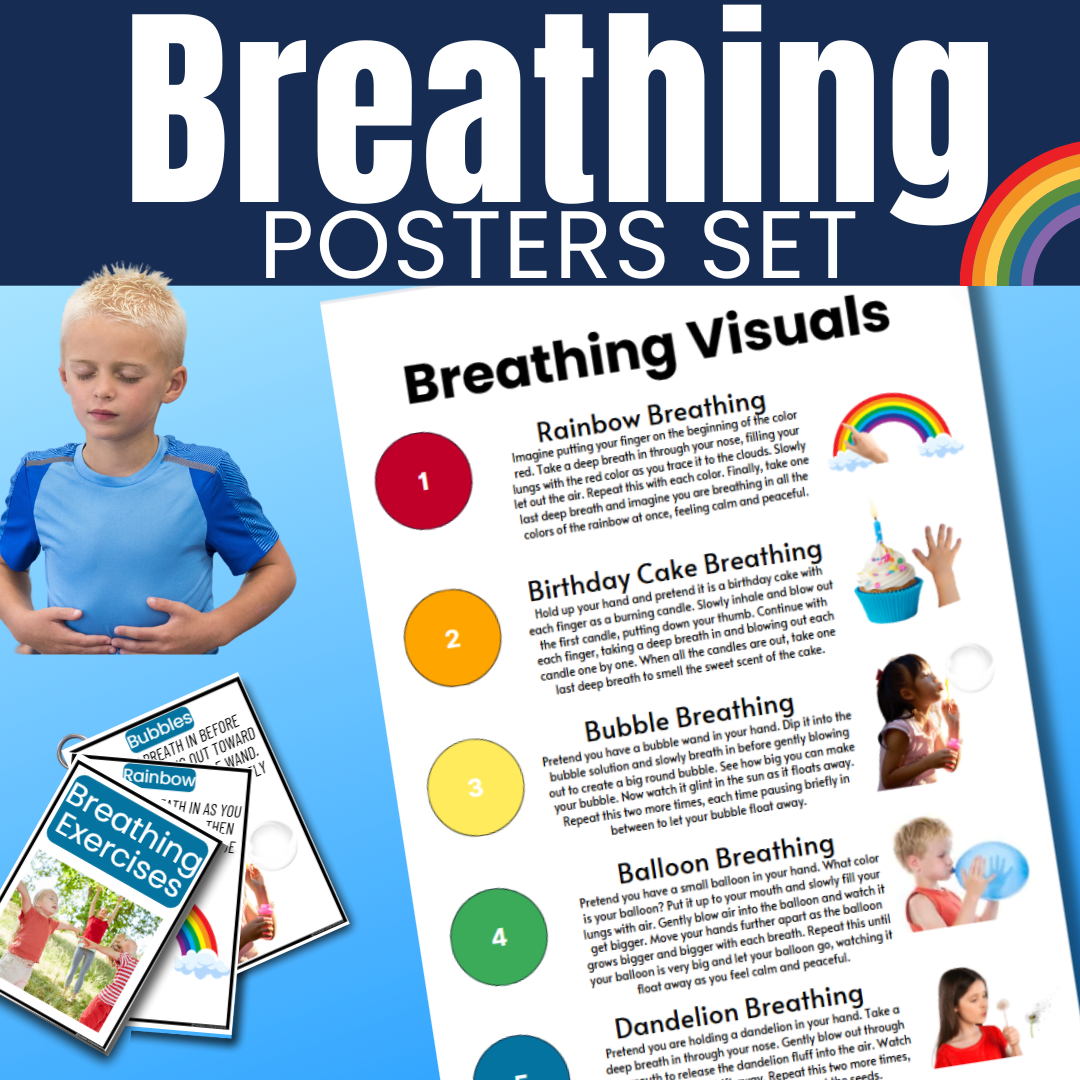 Breathing Exercises Poster Set Rainbow Breathing Visual and More ...