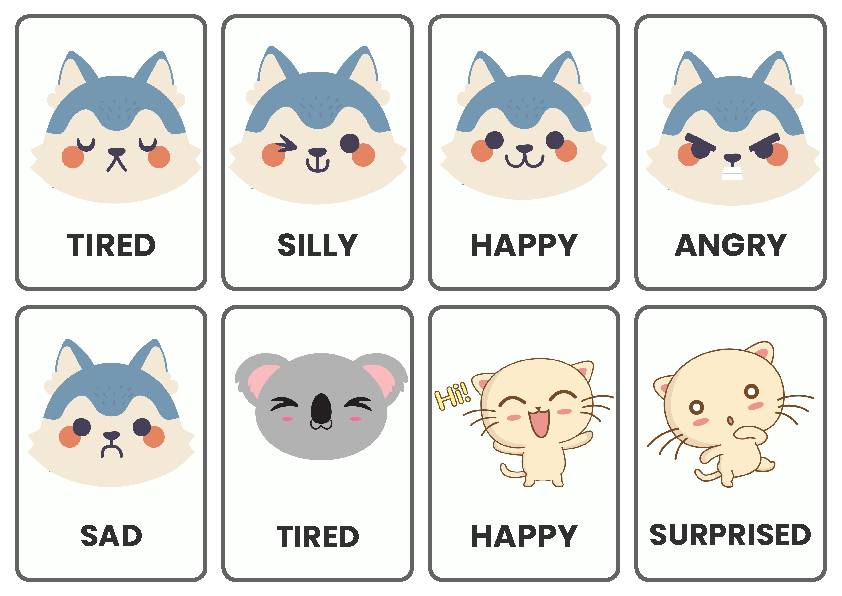 Animal Emotions Matching Flashcards- Teaching How to Recognize Emotions ...