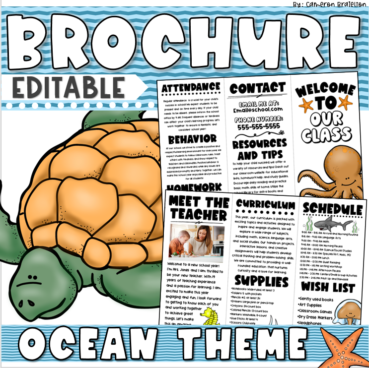 Back to School Meet the Teacher Open House Ocean Under the Sea Brochure ...