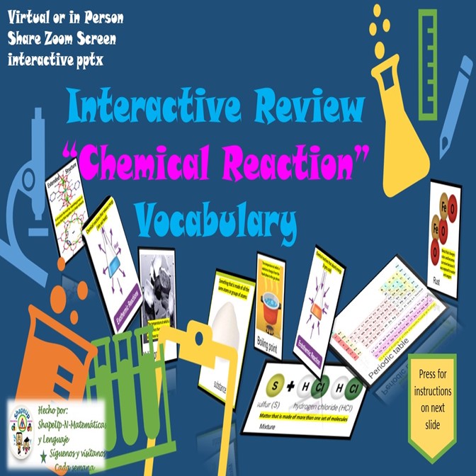 Science Chemical Reaction Vocabulary Interactive Review - Classful