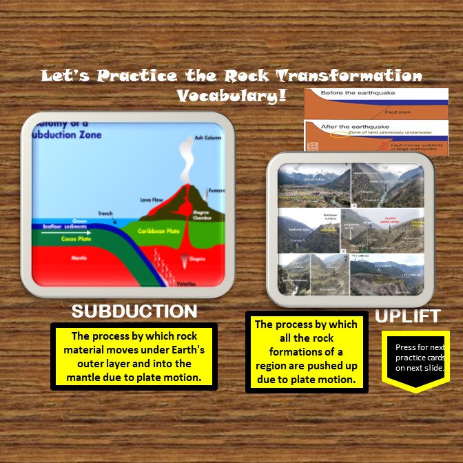 Science Rock Transformation Vocabulary Interactive Review - Classful