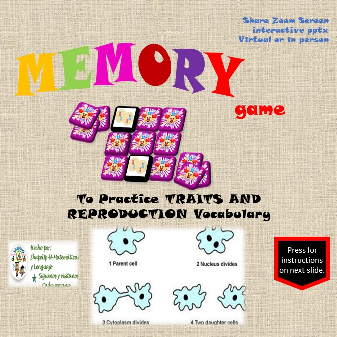 Science Traits and Reproduction Vocabulary Interactive Memory Game ...