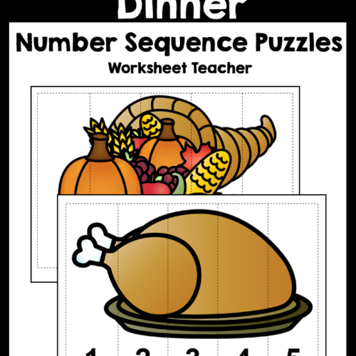 5 Thanksgiving Dinner Number Sequence 1-5 Math Picture Puzzles - Classful