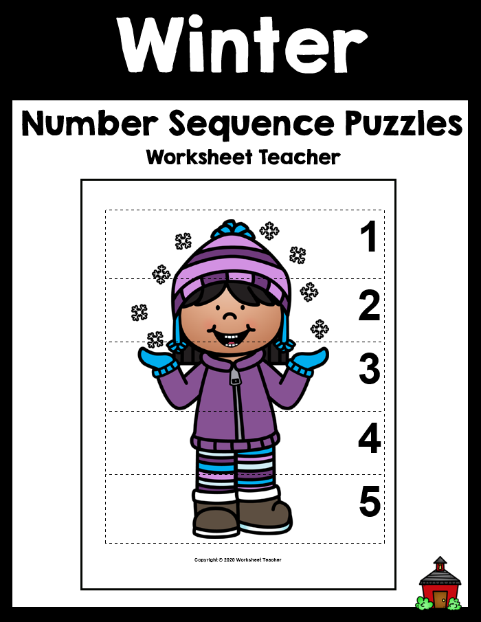5 Winter Number Sequence Picture Puzzles - Classful
