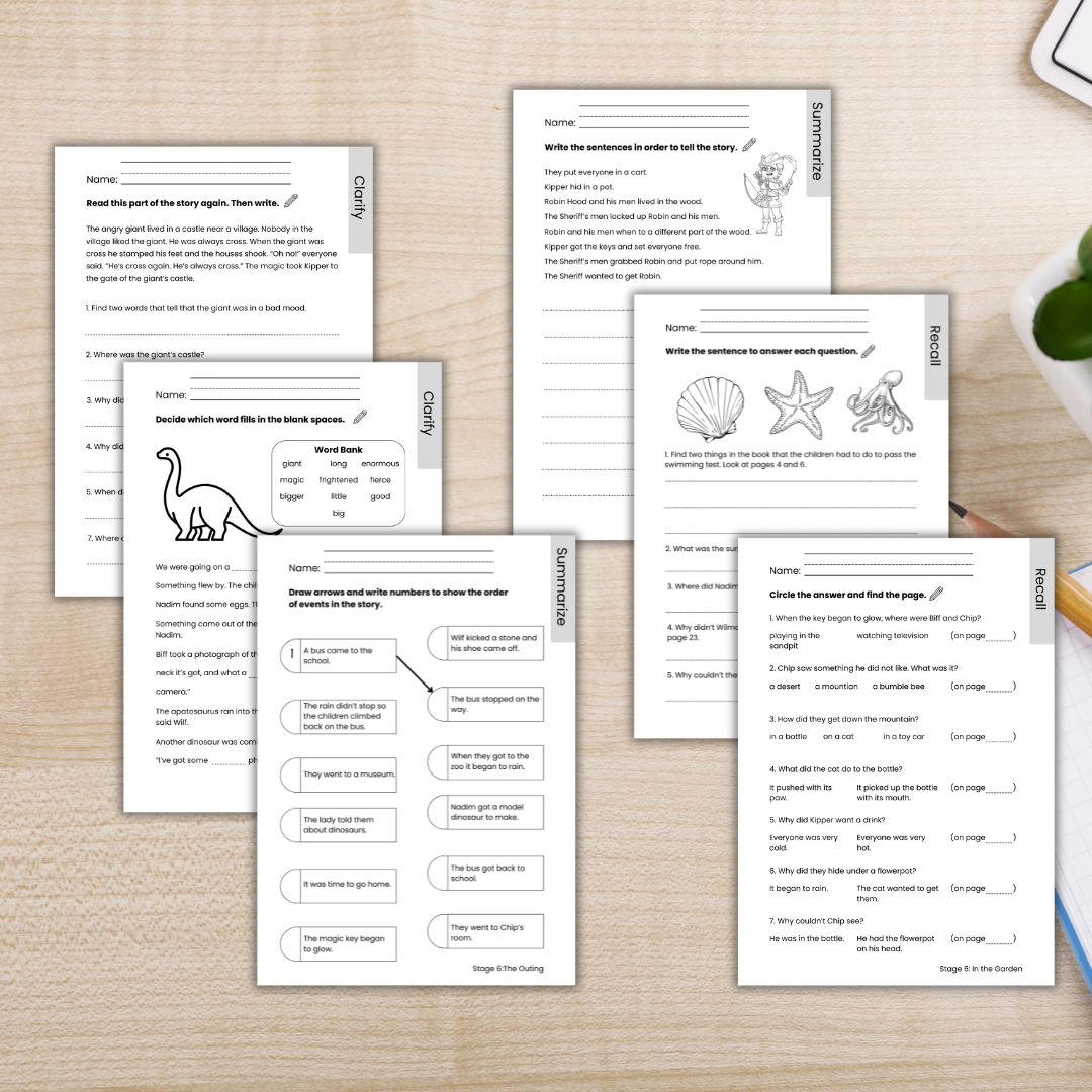 Oxford Reading Tree Level 6 Comprehension Worksheets ORT - Classful