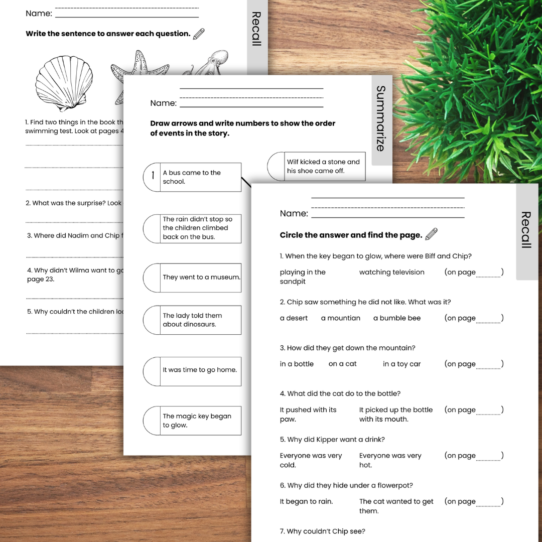 Oxford Reading Tree Comprehension Worksheets Bundle Level 4 to Level 6 ...