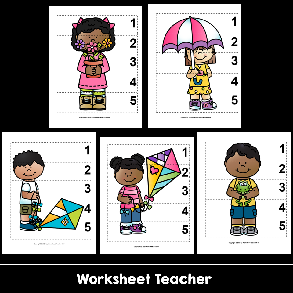 5 Spring Number Sequence 1-5 Math Picture Puzzles - Classful