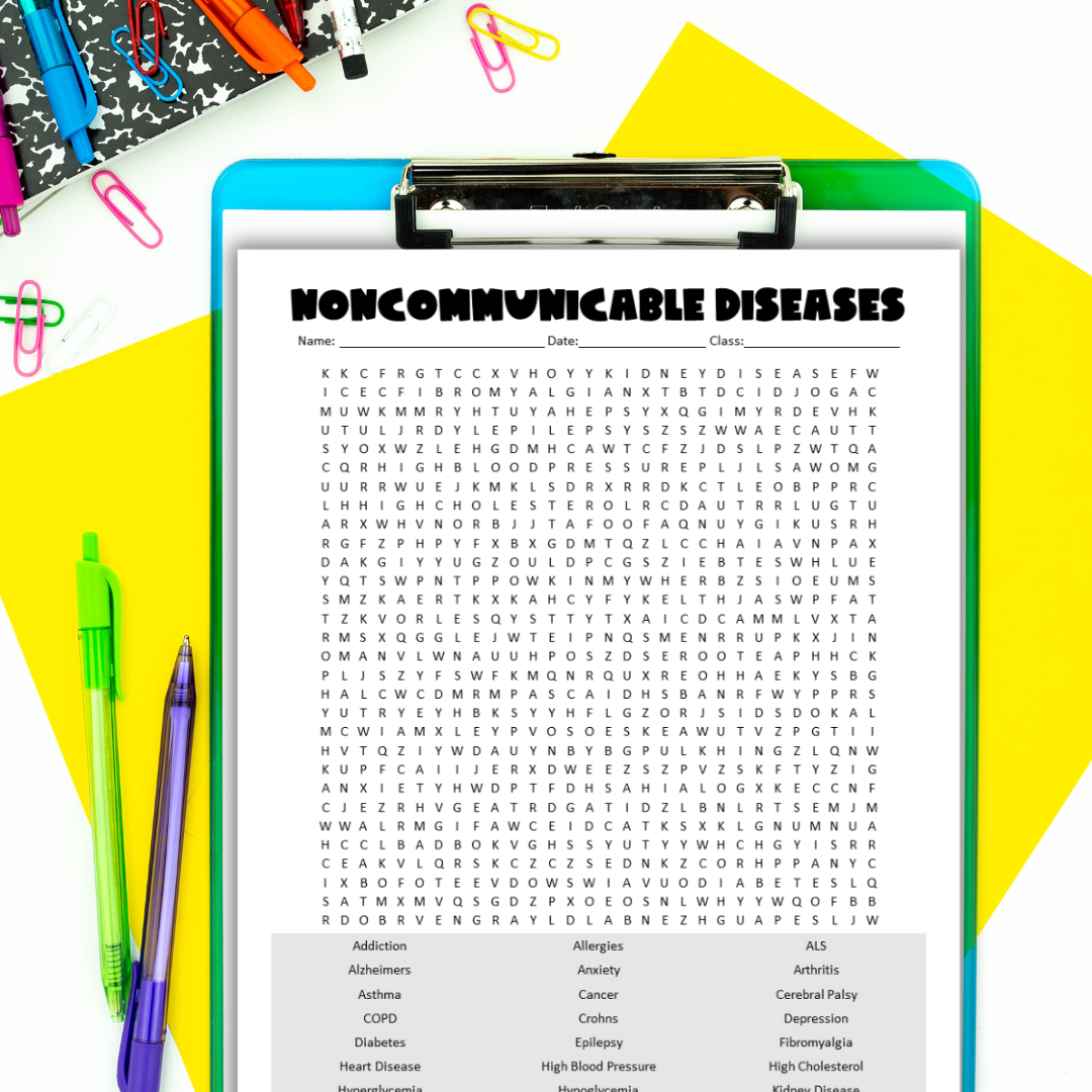 Noncommunicable Disease Word Search - Classful