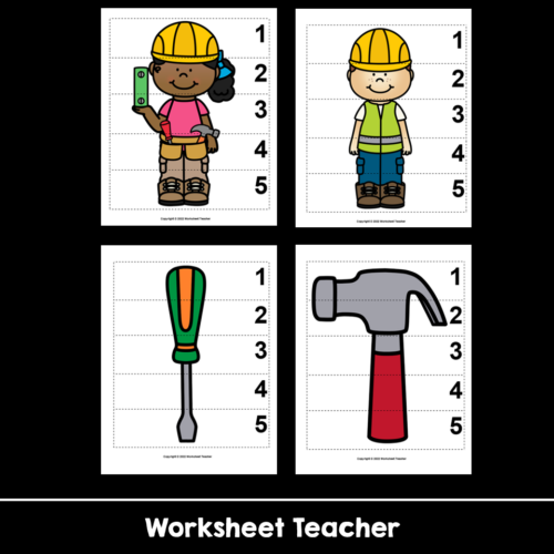 10 Construction Number Sequence Picture Puzzles - Classful