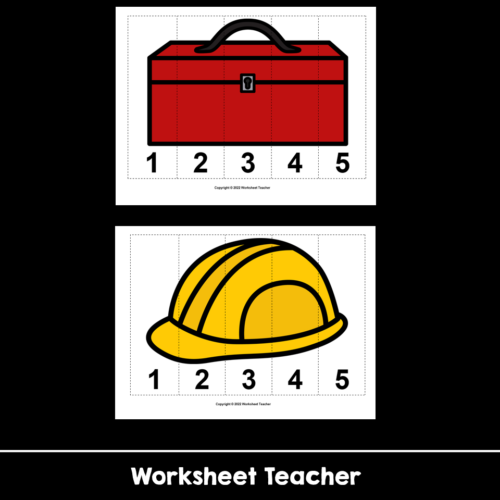 10 Construction Number Sequence Picture Puzzles - Classful