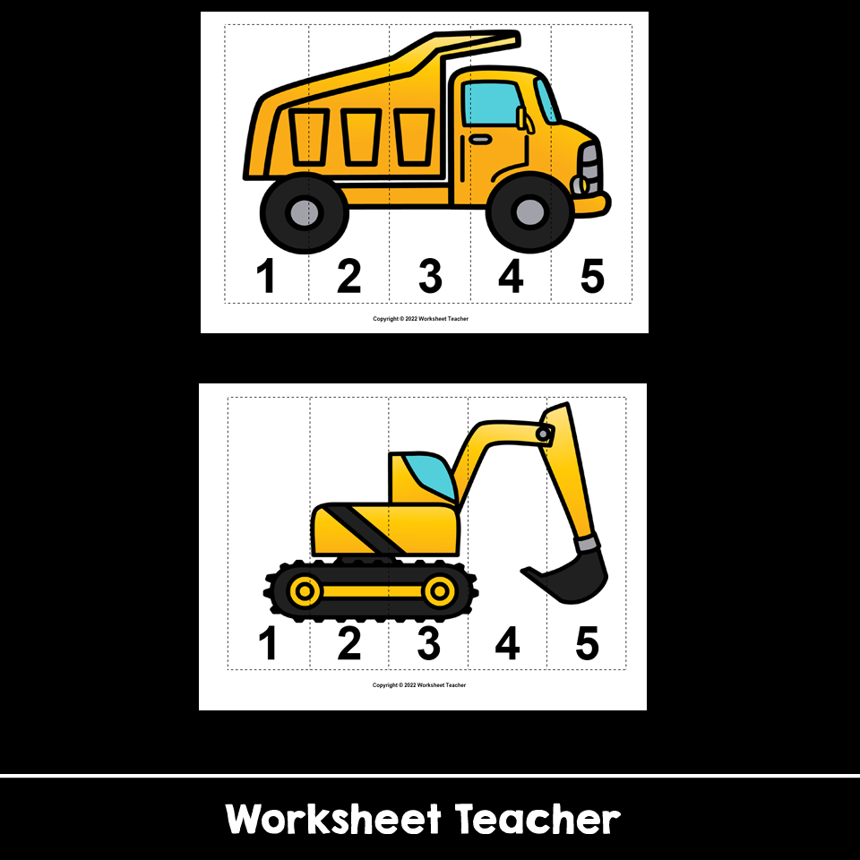 10 Construction Number Sequence Picture Puzzles - Classful