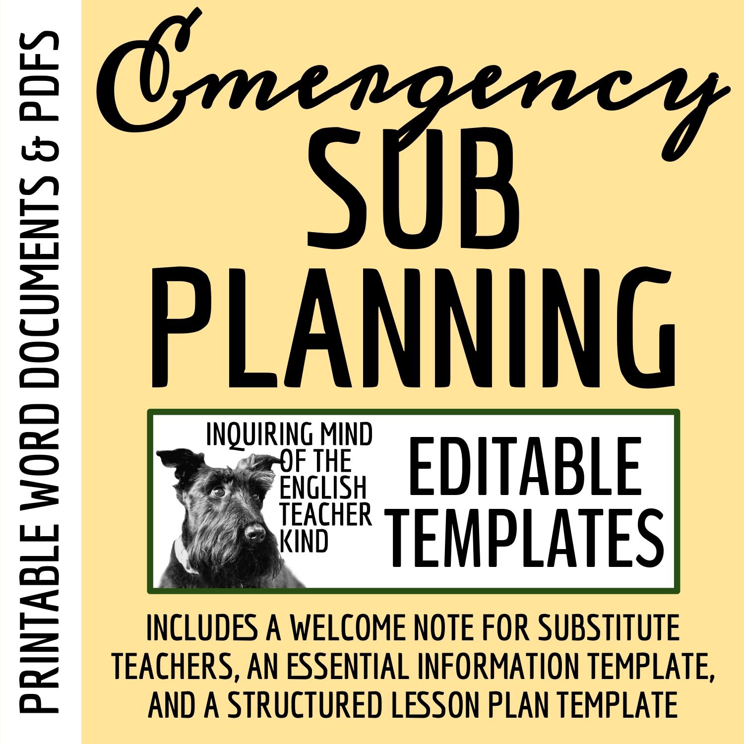 Emergency Sub Plan Templates for High School (Printable) - Classful
