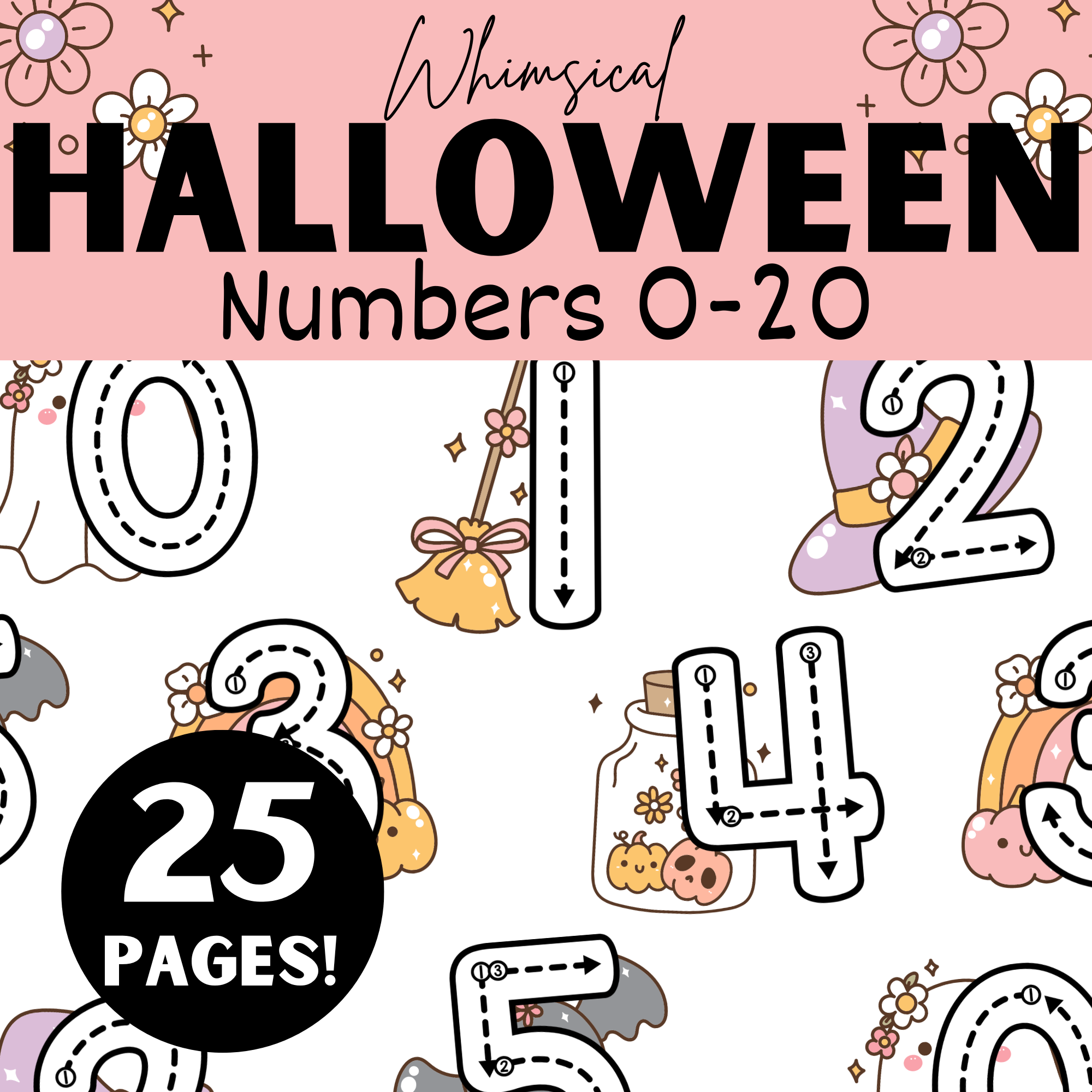 Whimsical Halloween Number Tracing Cards 0-20 | Numbers Recognition ...