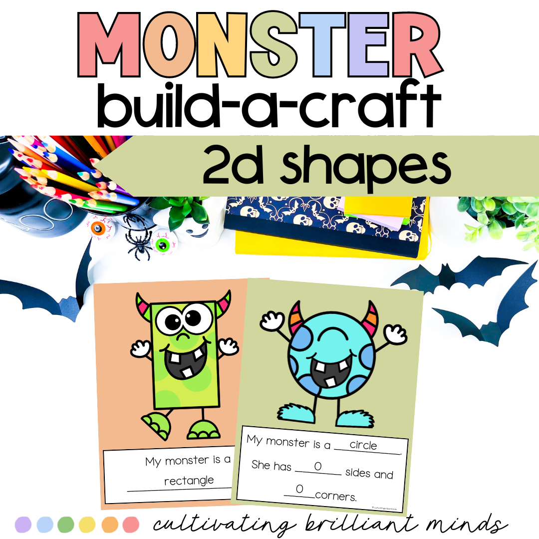 Monster Build A Shape Craft | October | Halloween | 2D Shapes - Classful