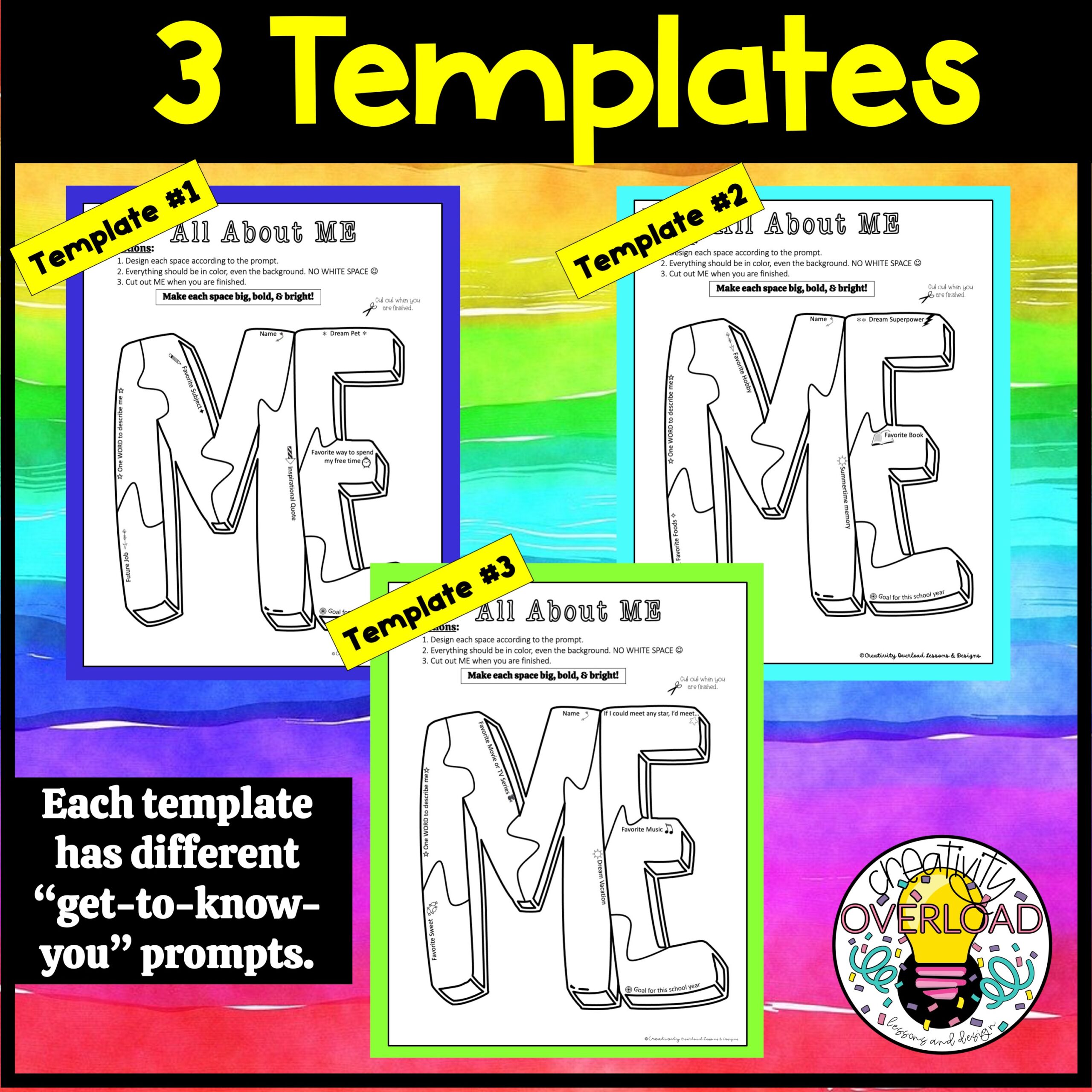 All about ME creative word & get to know you printable back to school ...