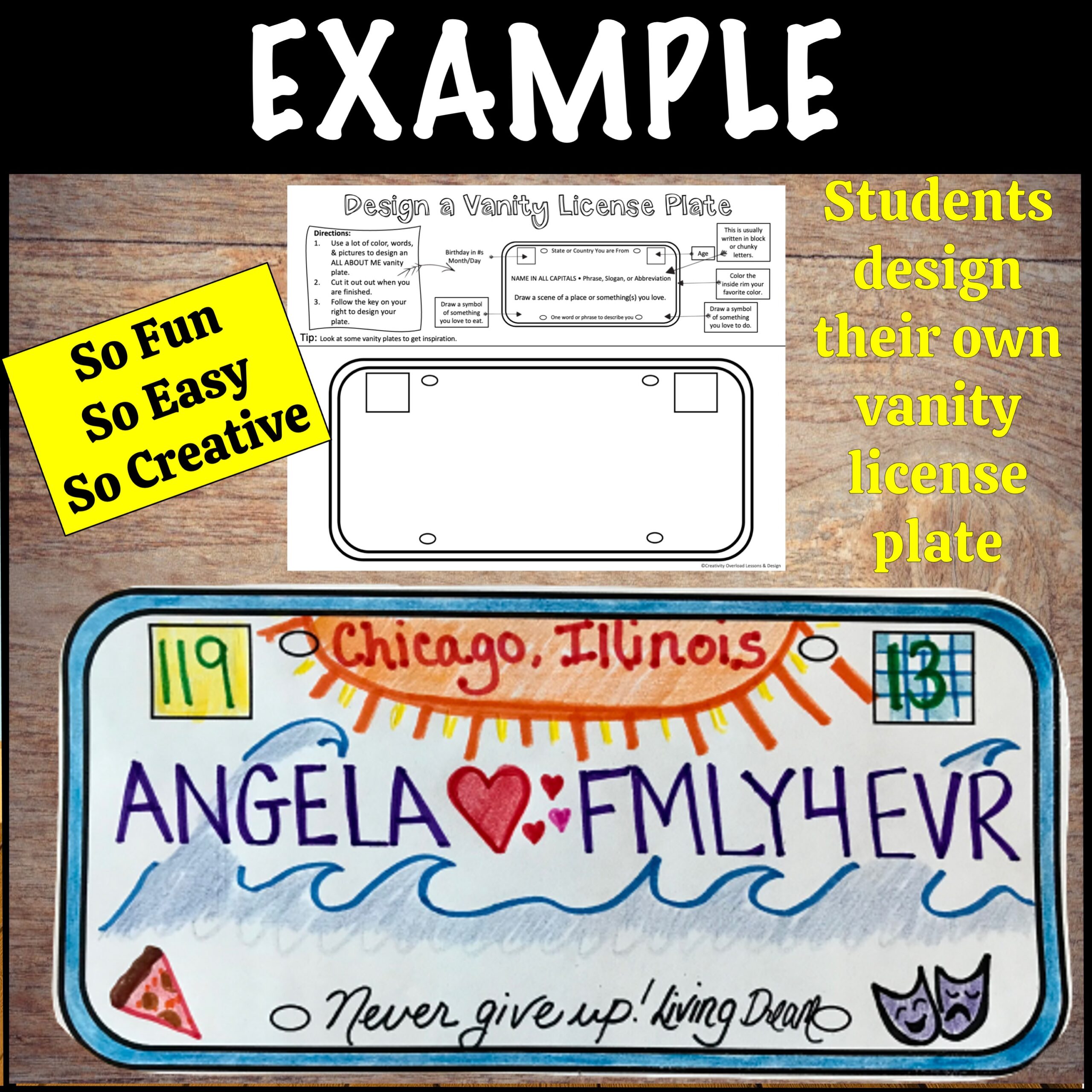 All About Me License Plates- Make Back to School Vanity Plates - Classful